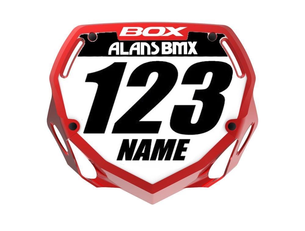 Box Phase 1 Chrome BMX Number Plate with Name and Number | Alans BMX