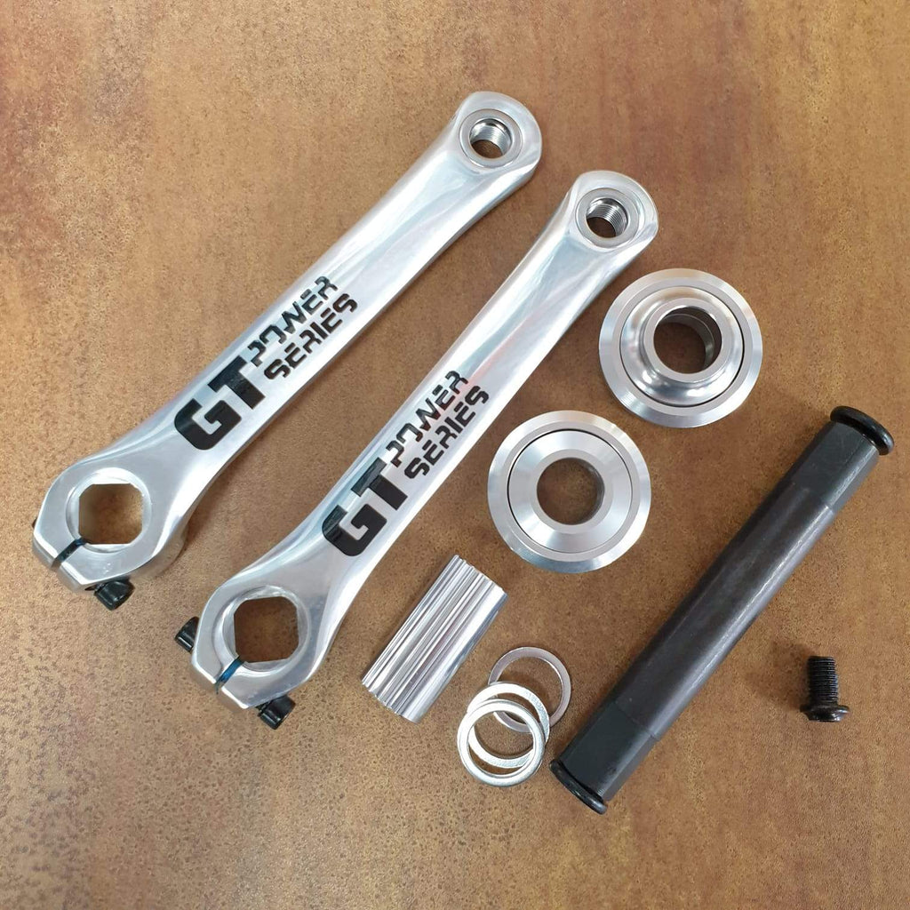 GT Power Series Alloy Cranks Polished with Bottom Bracket | Alans BMX